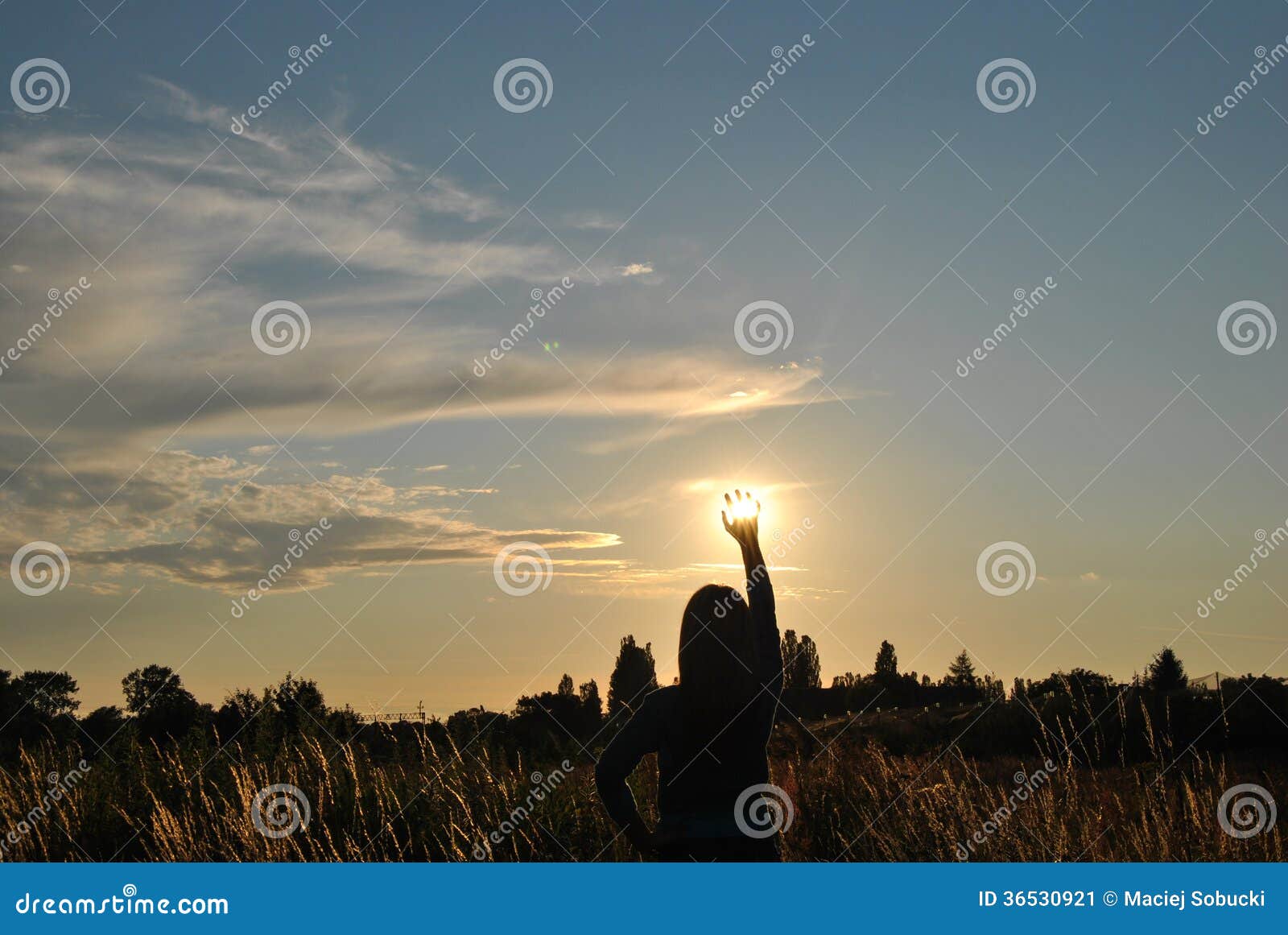 Girl holding a sun stock image. Image of girl, sunset - 36530921