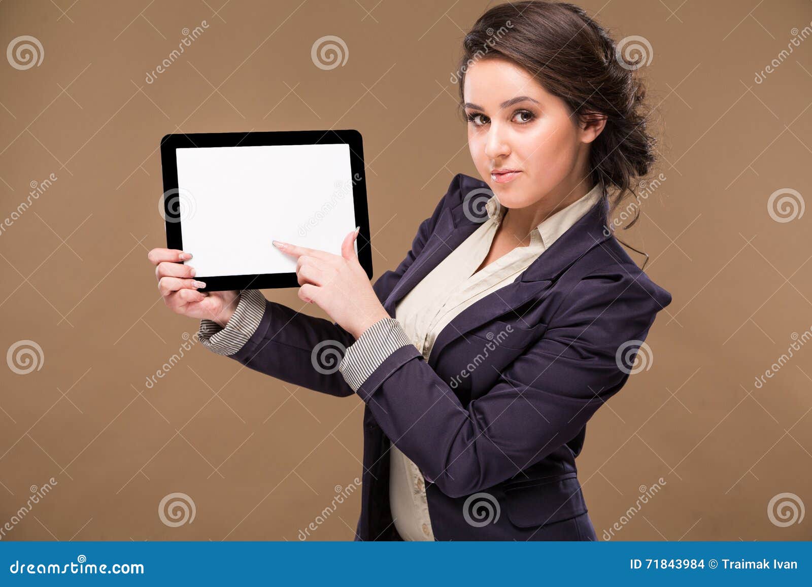 Girl holding the tablet stock photo. Image of cheerful - 71843984