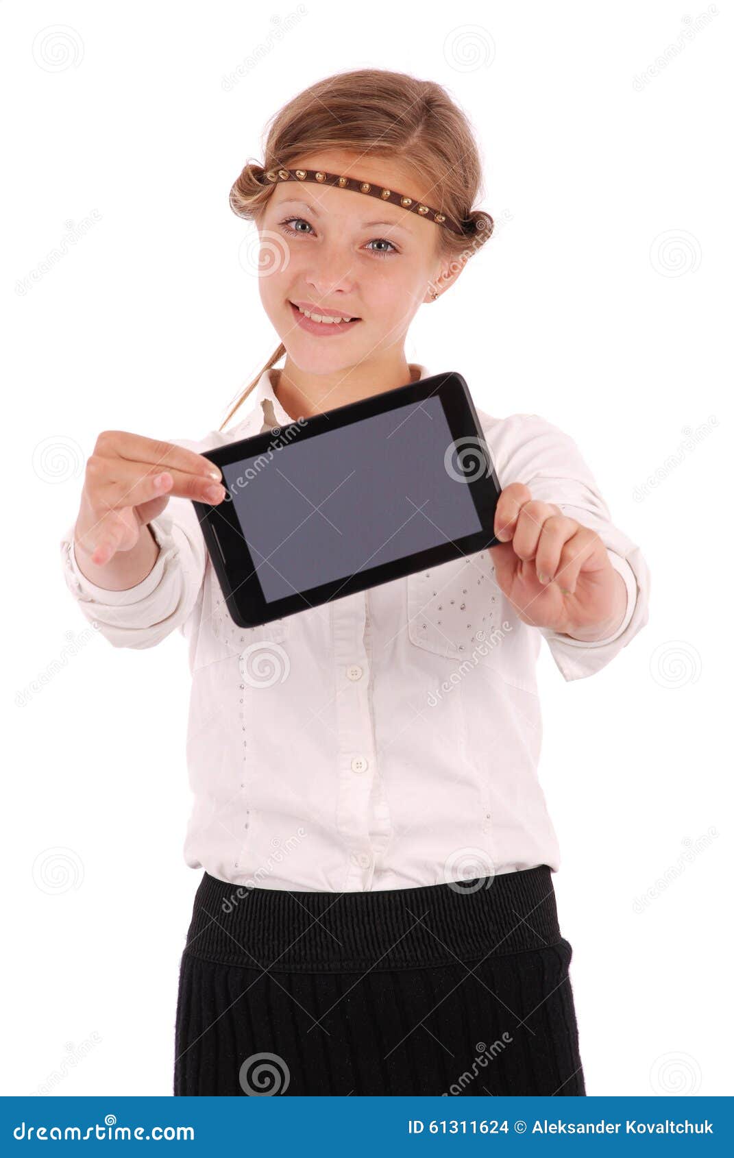 Girl holding tablet pc stock photo. Image of children - 61311624