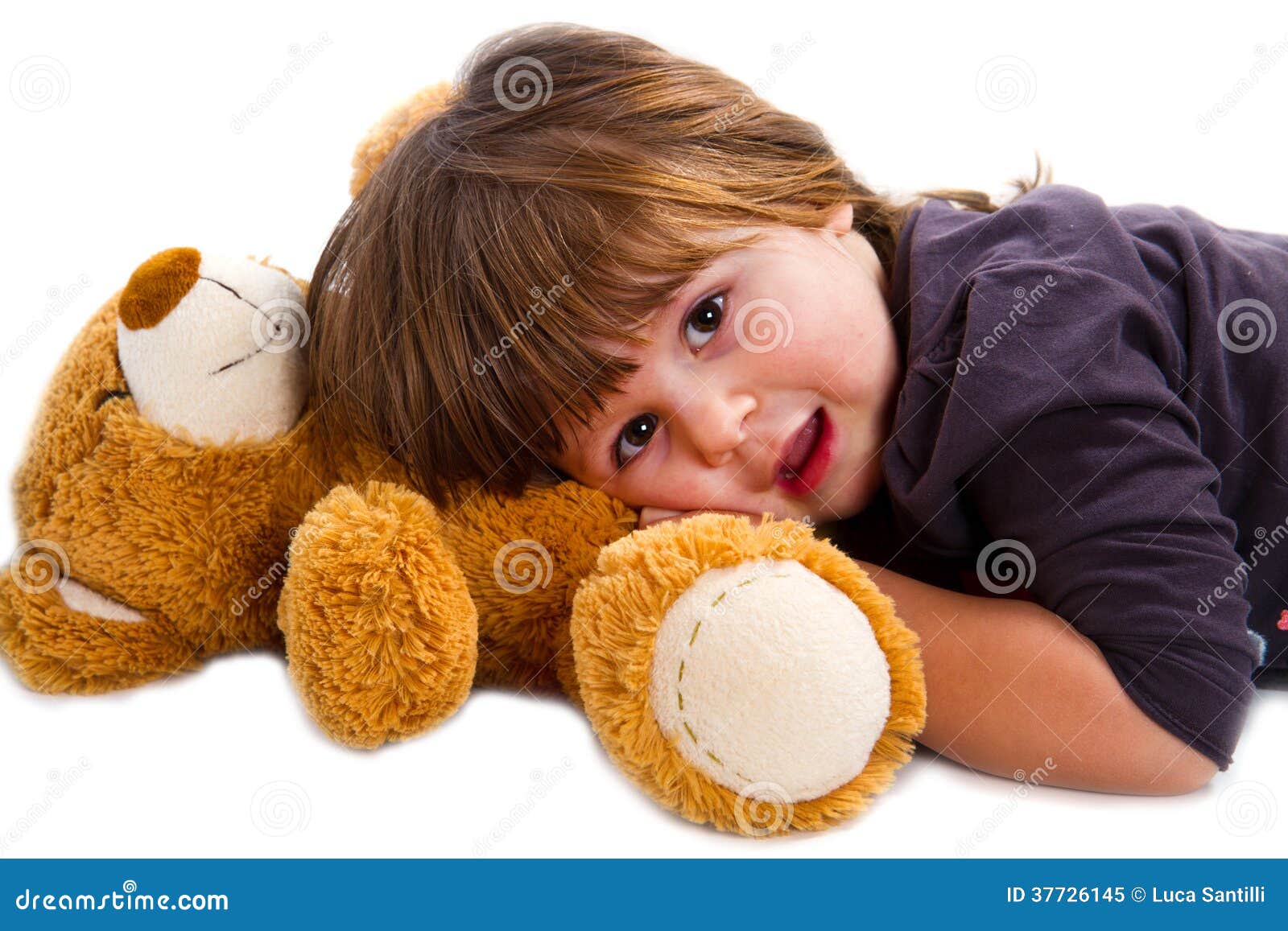Girl holding a teddy bear stock image. Image of funny - 37726145