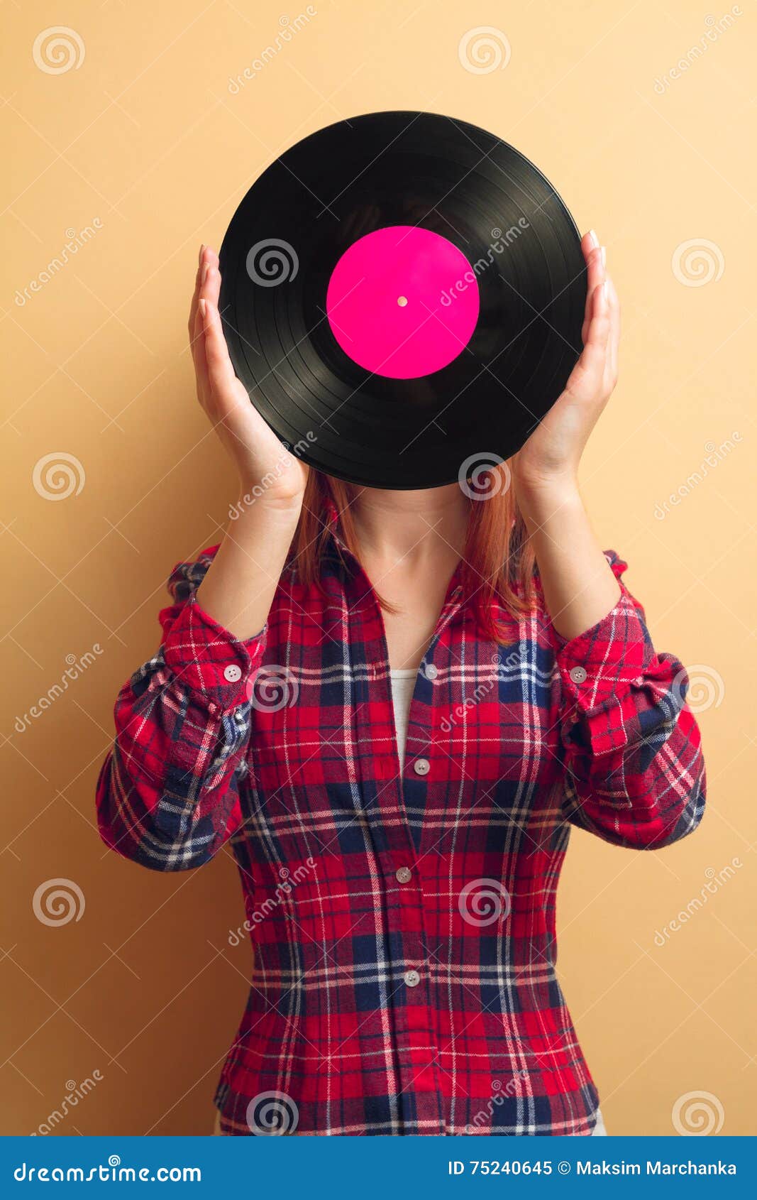 Girl Holding a Vinyl Record Stock Image - Image of fashion, beautiful ...
