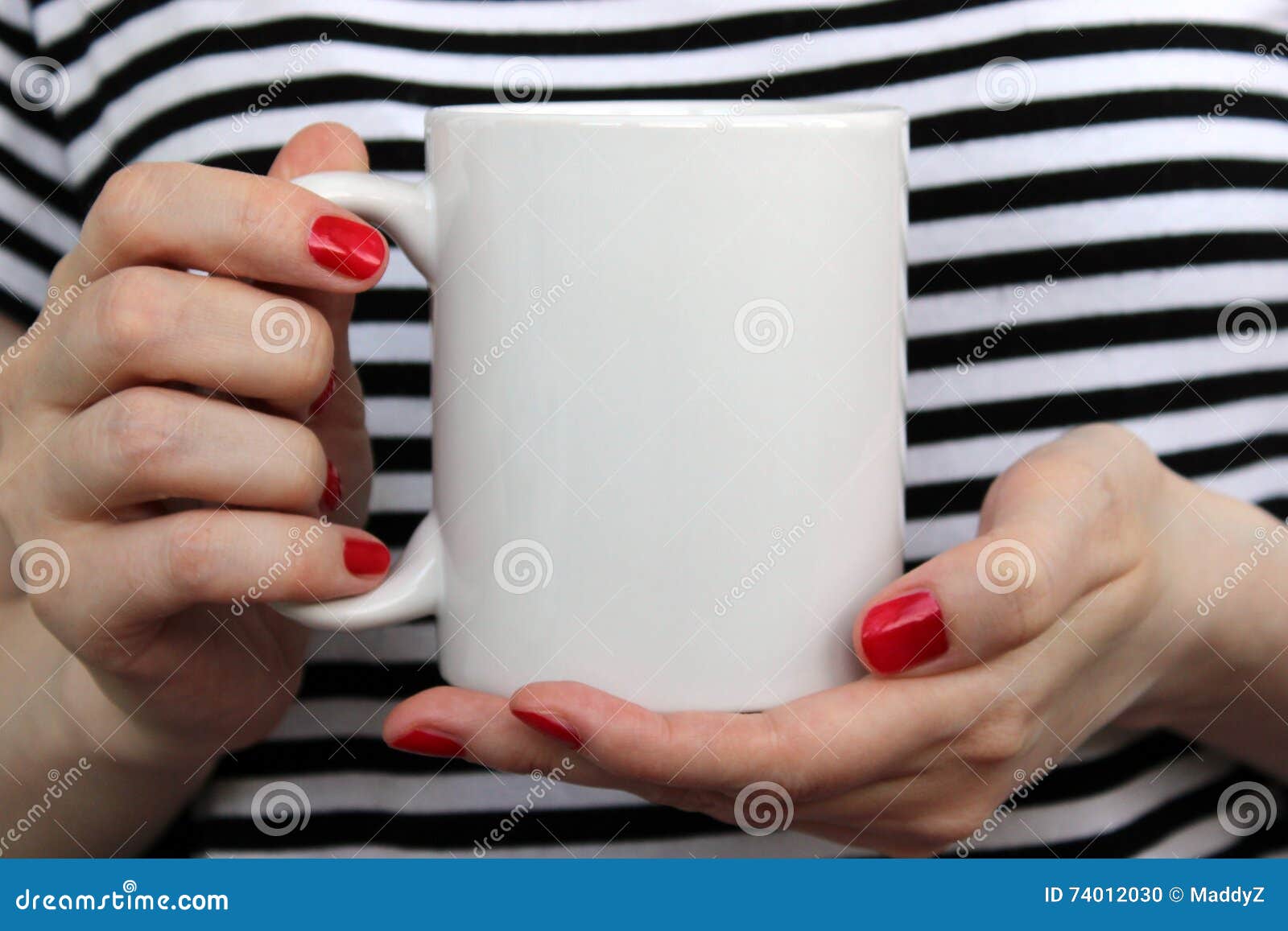 Girl is Holding White Cup in Hands. Stock Photo - Image of fashion ...