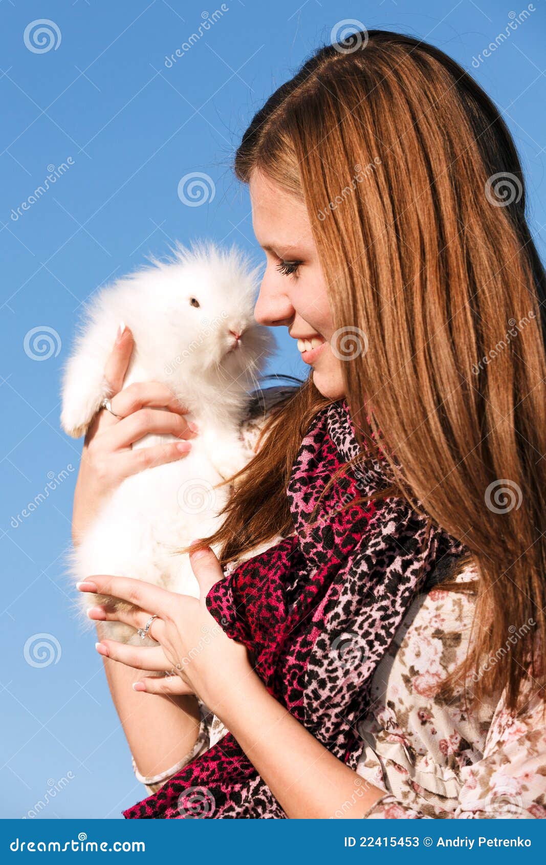 Girl Holding a White Little Rabbit Stock Image - Image of pets, cute ...