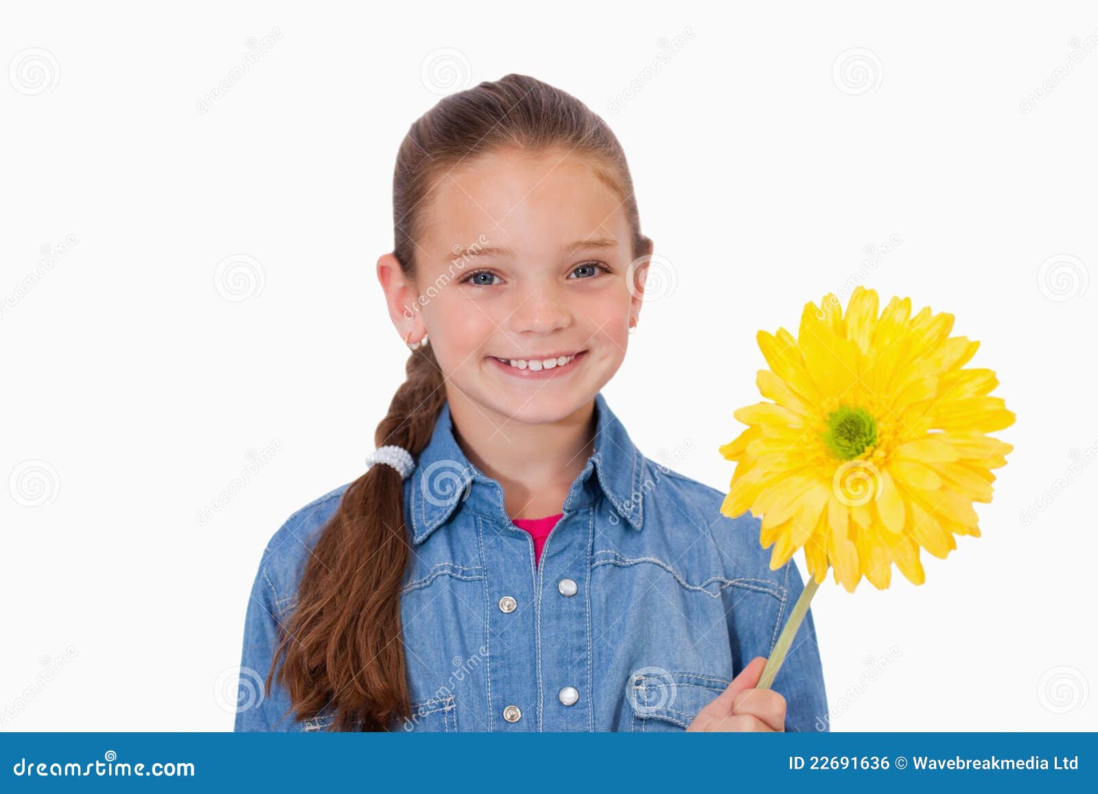 Girl Holding a Yellow Flower Stock Photo - Image of holding, cheerful ...