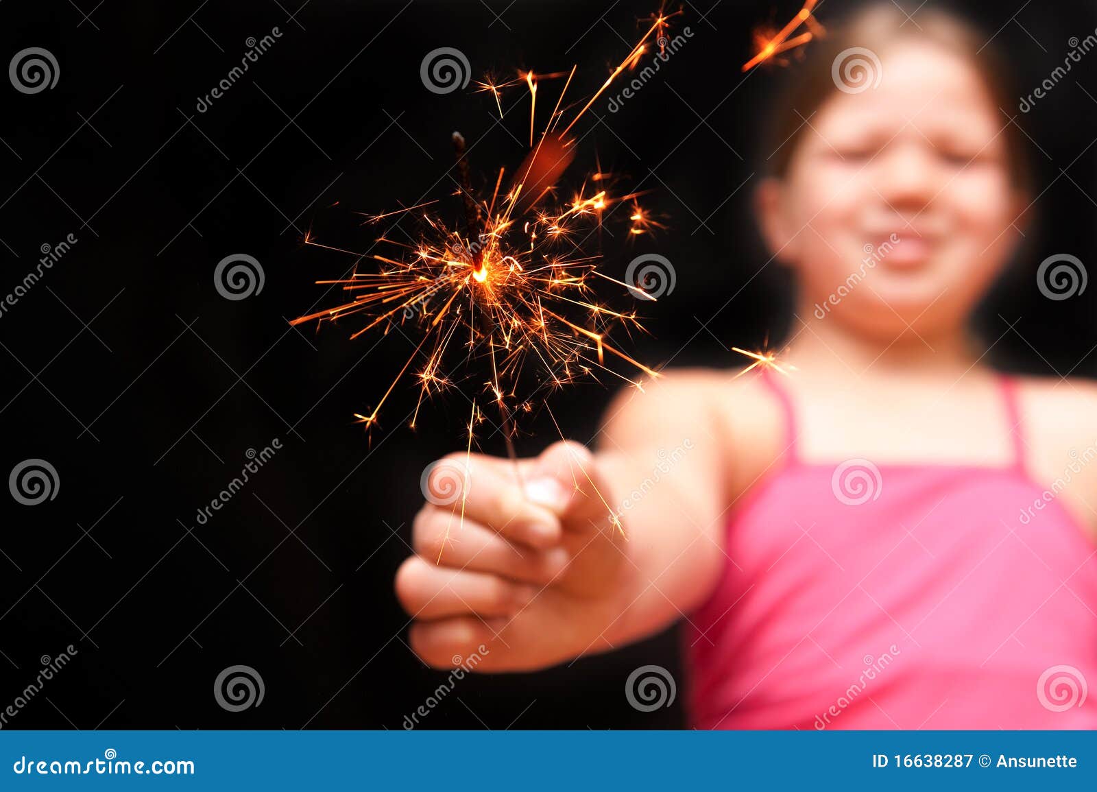 Girl Holding Yellow Sparkler Firework with Hand Stock Image - Image of ...