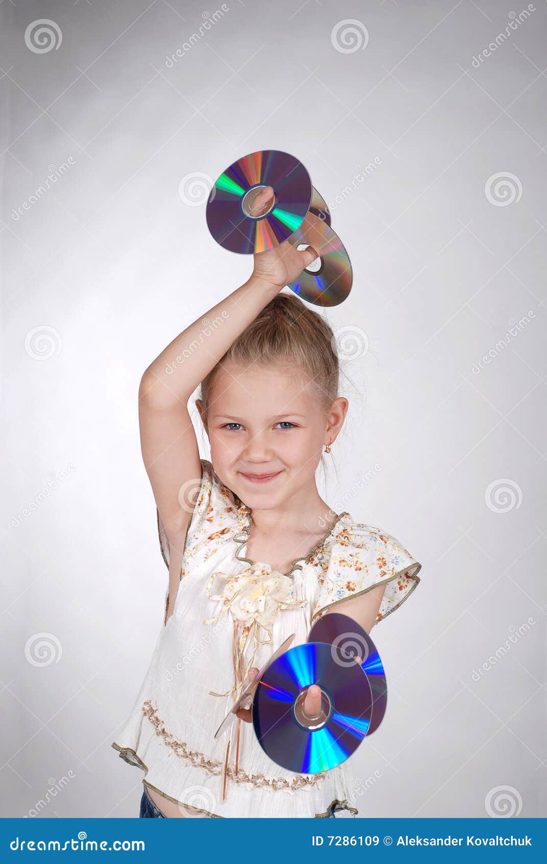 The girl holds CD stock image. Image of disc, expressing - 7286109