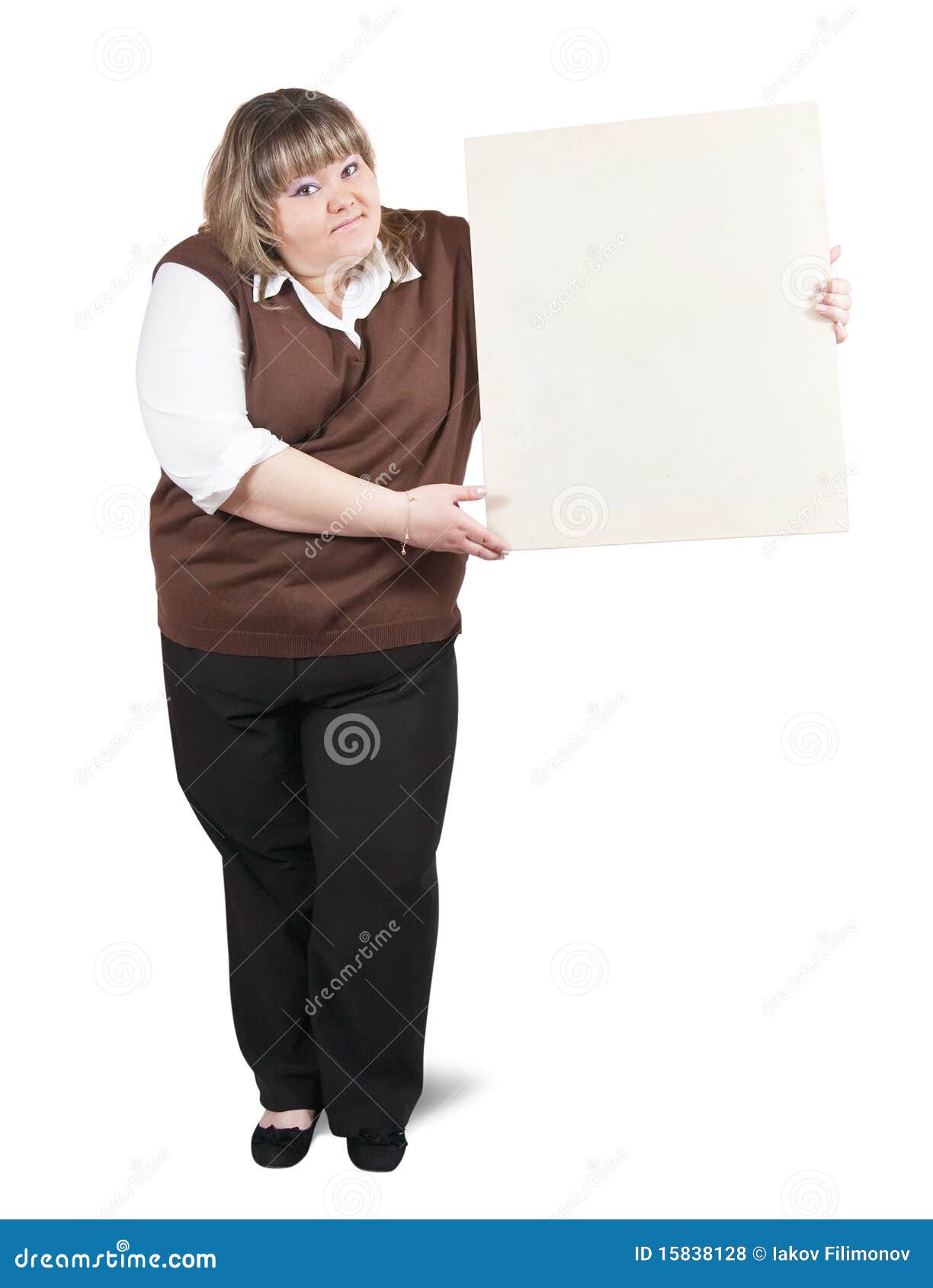 Girl holds empty poster stock photo. Image of blank, placard - 15838128