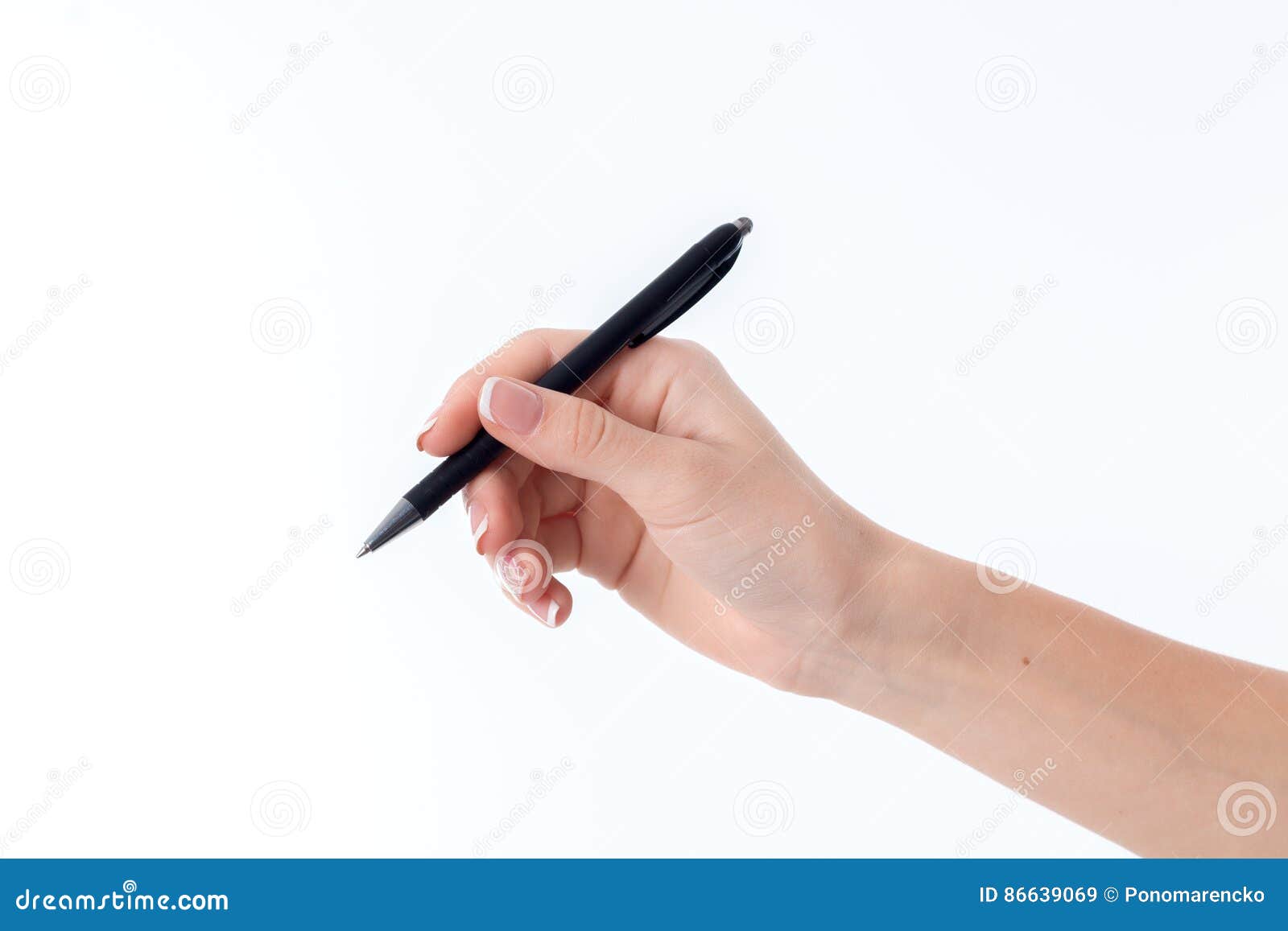 Girl Holds the Handle in Hand Isolated on White Background Stock Image ...