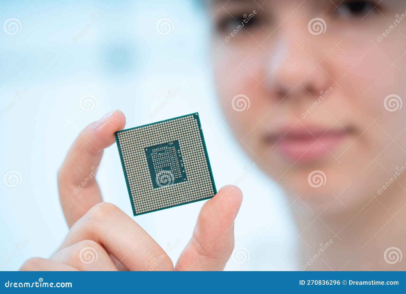 Girl Holds a Processor Made Using 5 Nanometer Technology in Her Hands ...