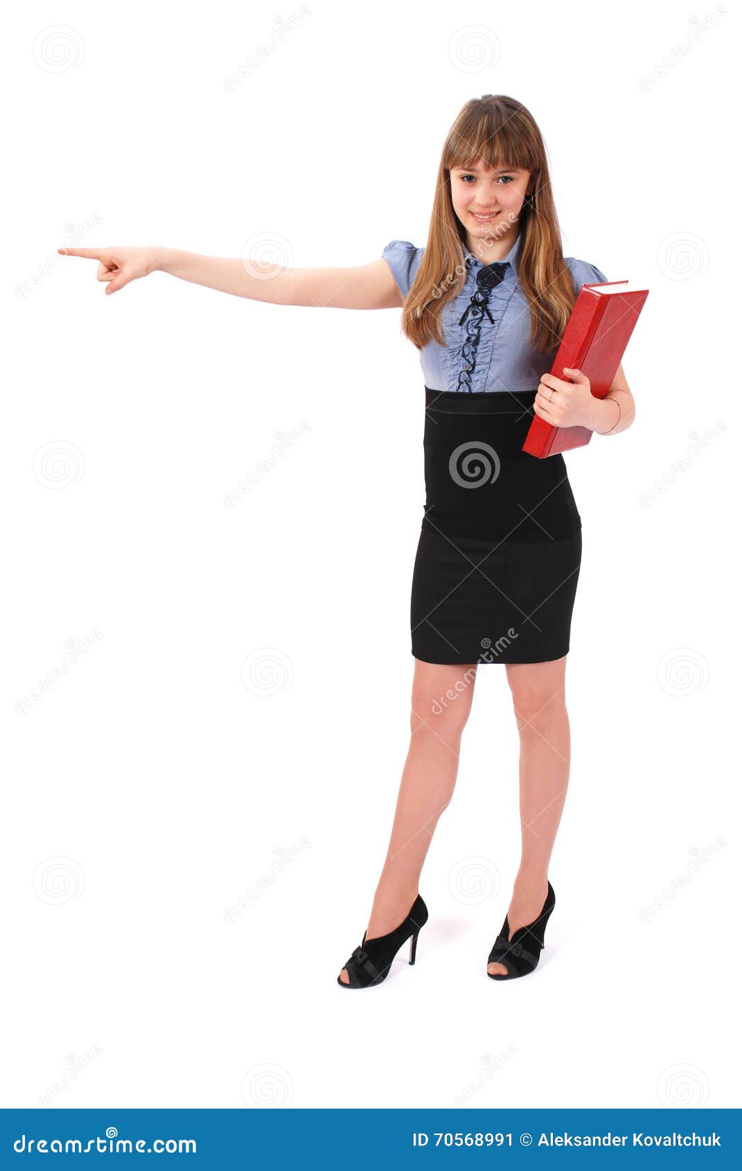 Girl Holds the Red Book. Also Specifies Hand a Direction Stock Image ...