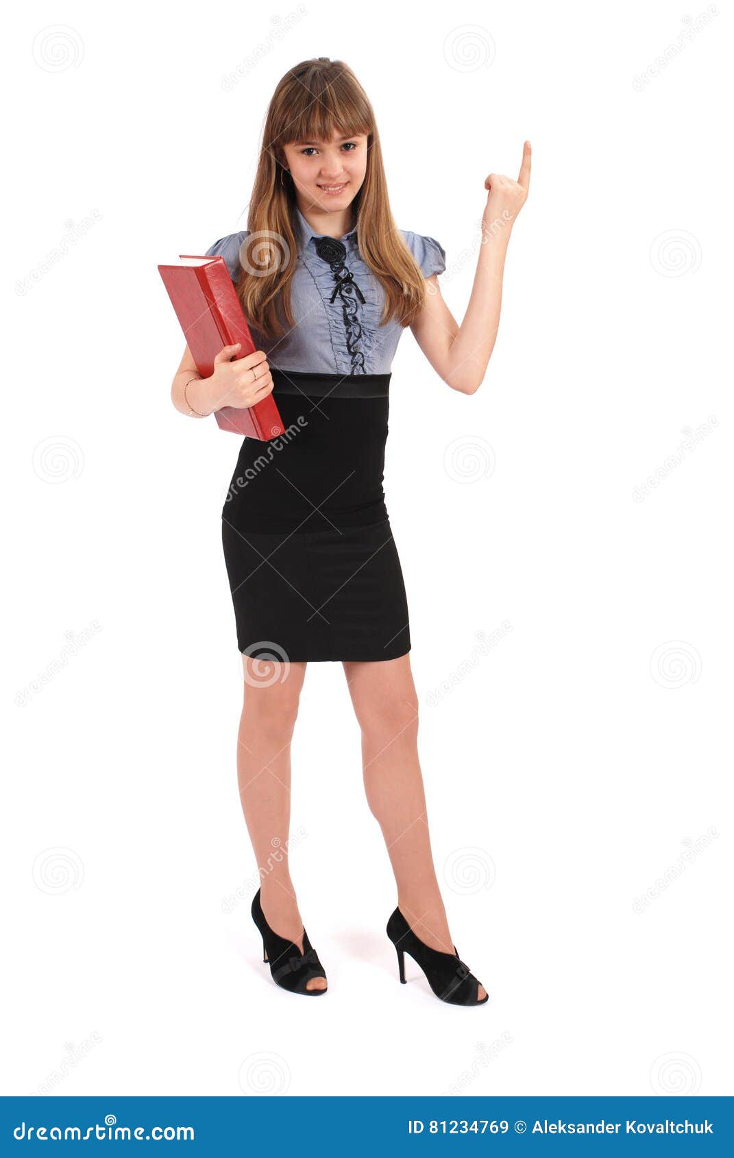 Girl Holds the Red Book. Also Specifies Hand a Direction Stock Image ...
