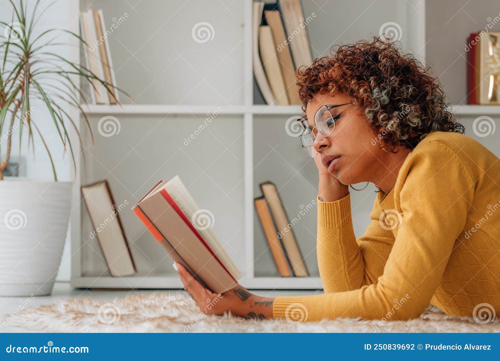 Girl at Home Relaxed Reading Stock Photo - Image of people, hobby ...