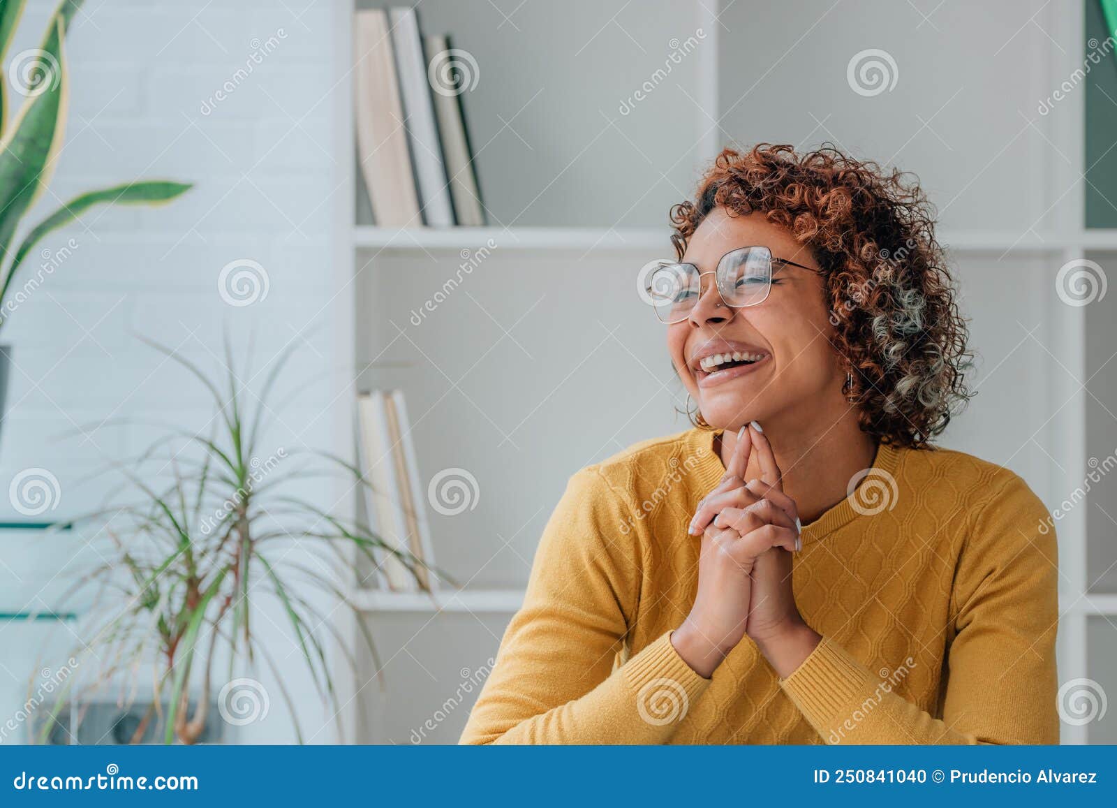 Girl at home smiling stock photo. Image of happiness - 250841040