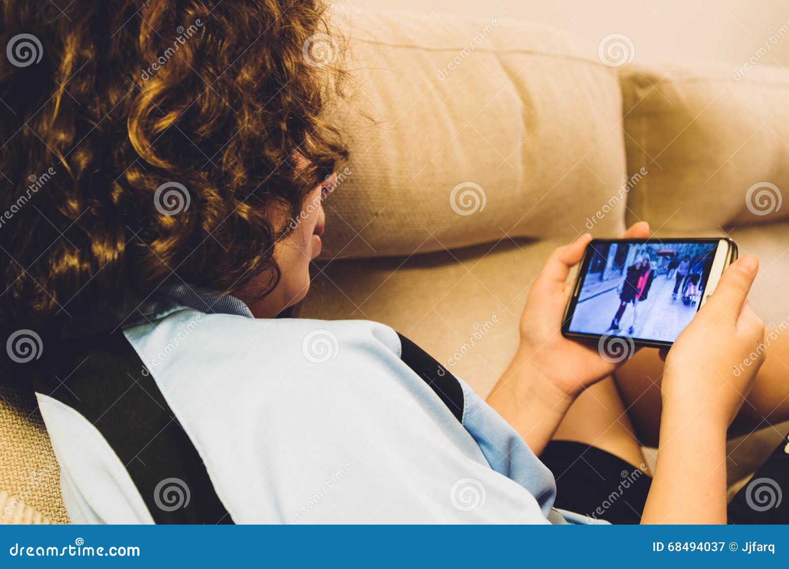 Girl at Home Using Her Smartphone Stock Image - Image of home, mobile ...