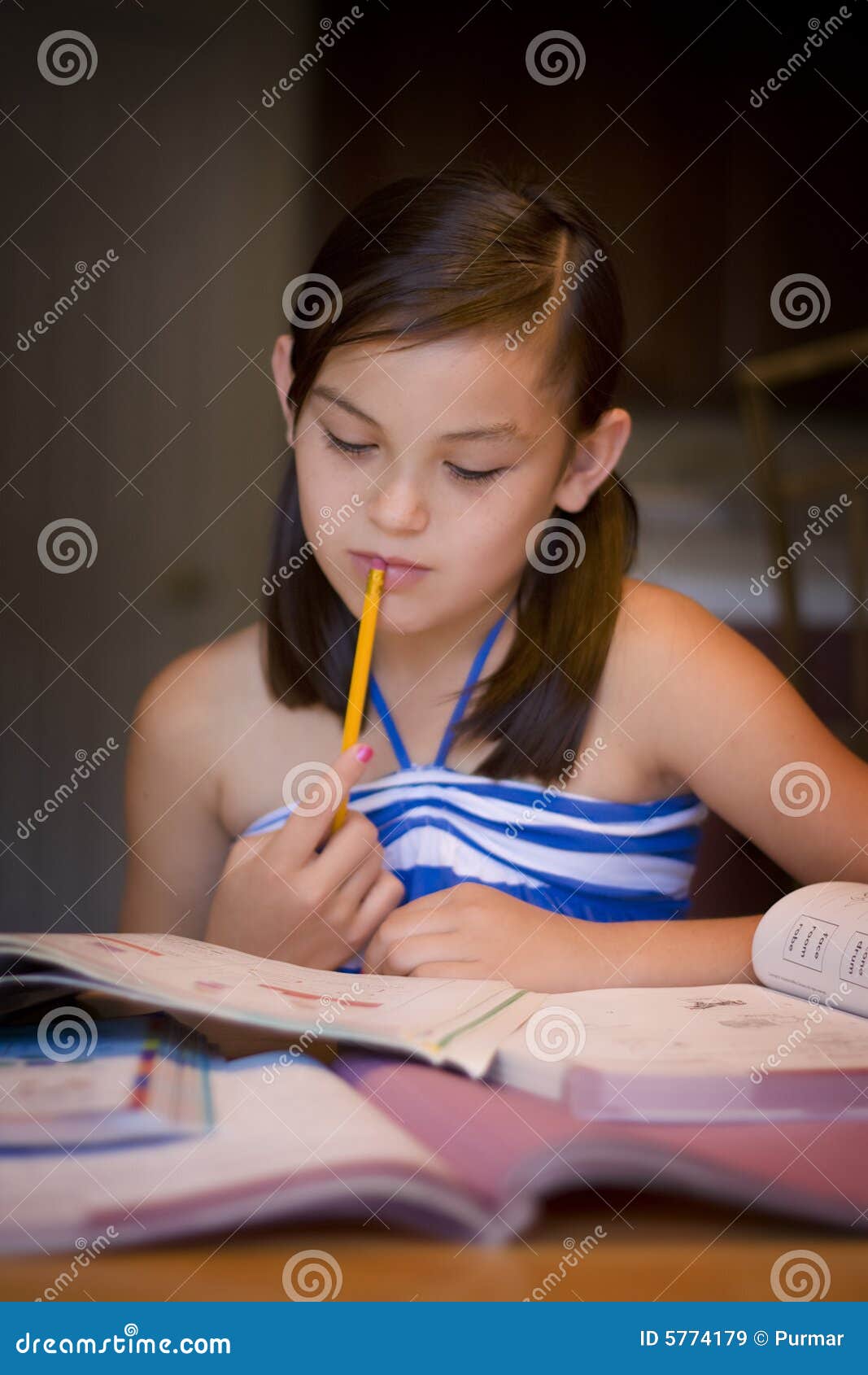 Girl with homework stock image. Image of study, expression - 5774179