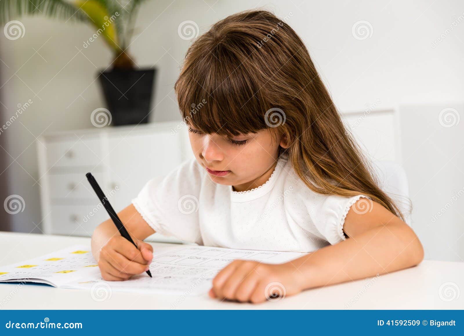 Girl with homework stock image. Image of child, homework - 41592509