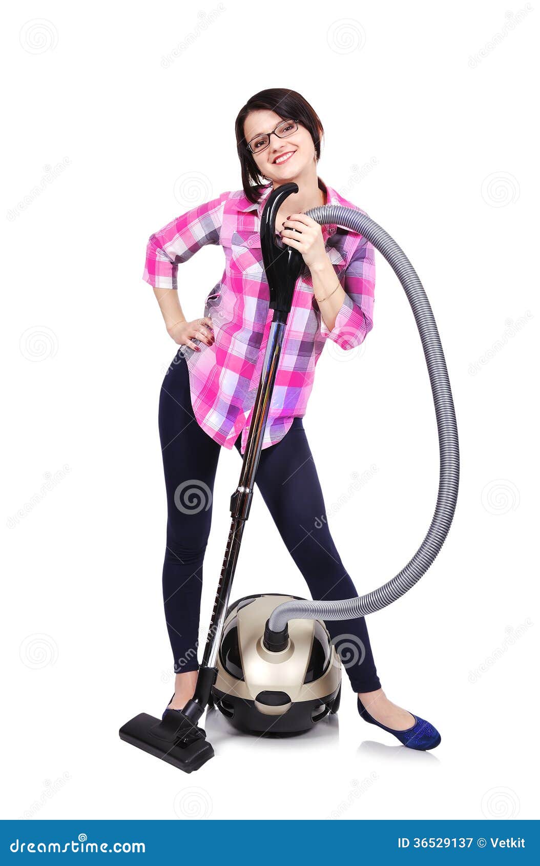 Girl with hoover stock image. Image of beauty, household - 36529137