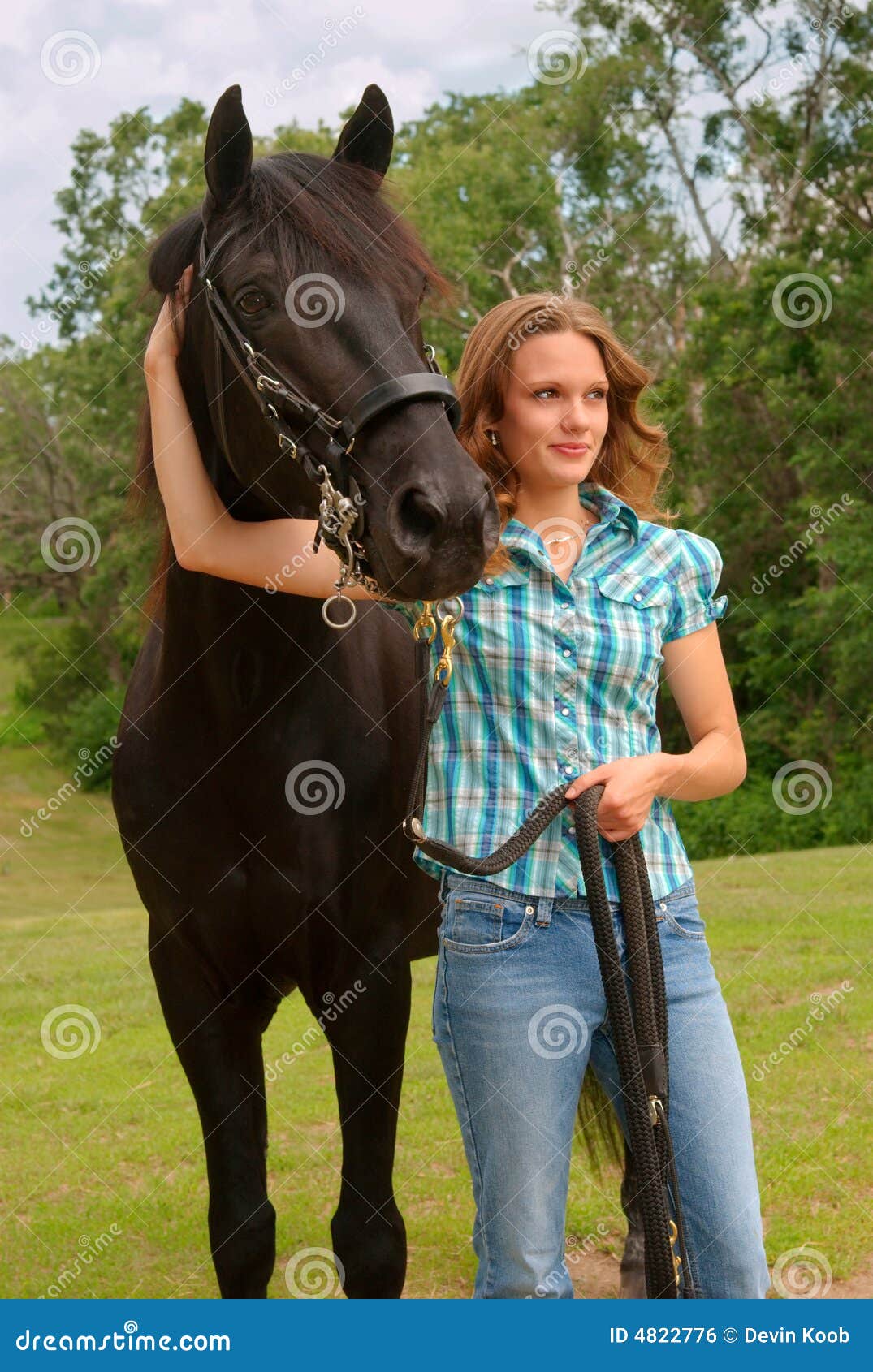 Girl and horse stock photo. Image of beautiful, girl, pretty - 4822776