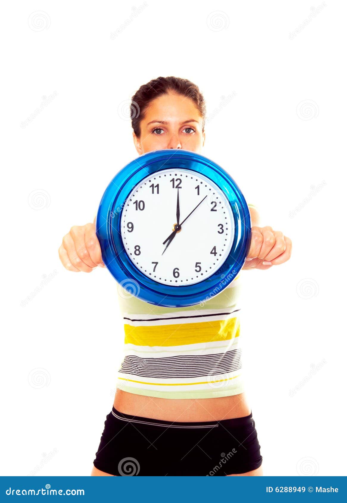 Girl with hours. stock image. Image of business, scared - 6288949