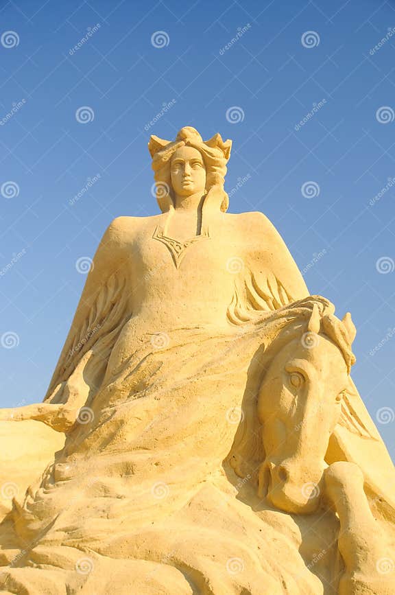 Girl with a hourse editorial stock image. Image of sand - 10556409