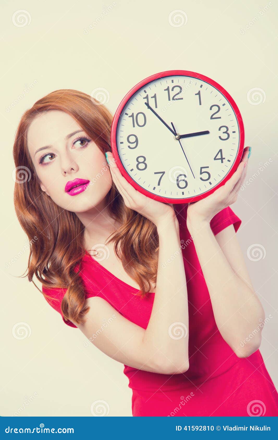 Girl With Huge Clock Stock Photography | CartoonDealer.com #41592806