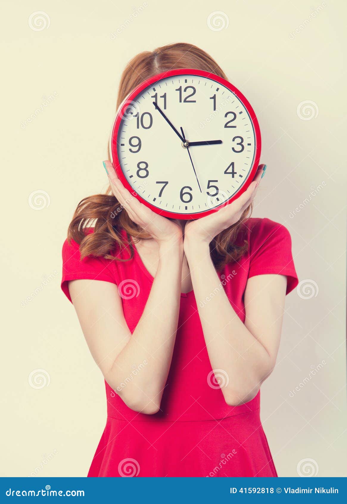 Girl With Huge Clock Stock Photography | CartoonDealer.com #41592818