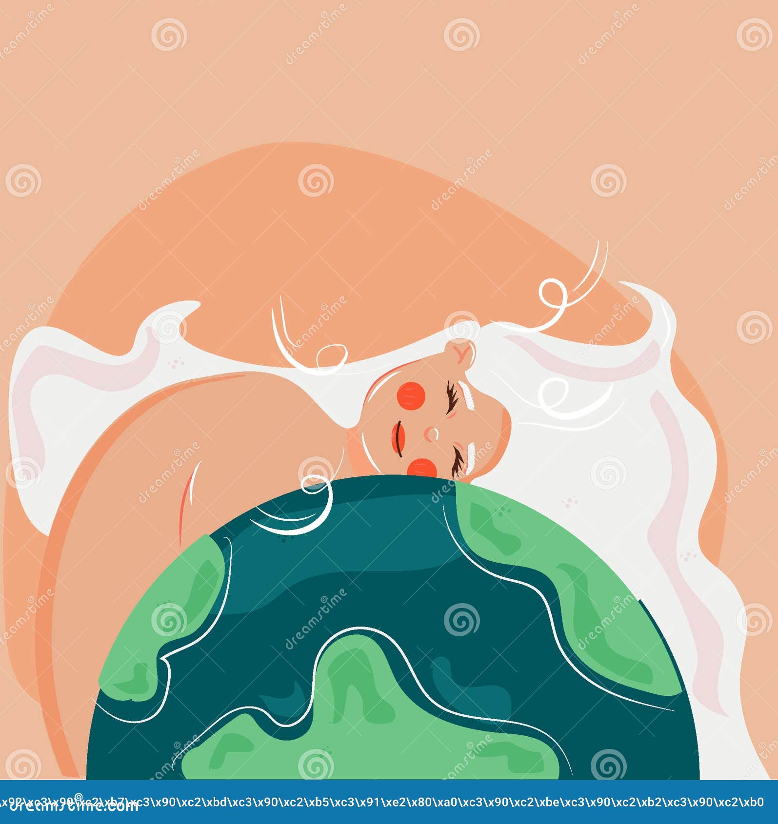 Girl hugging the earth stock vector. Illustration of element - 243842065