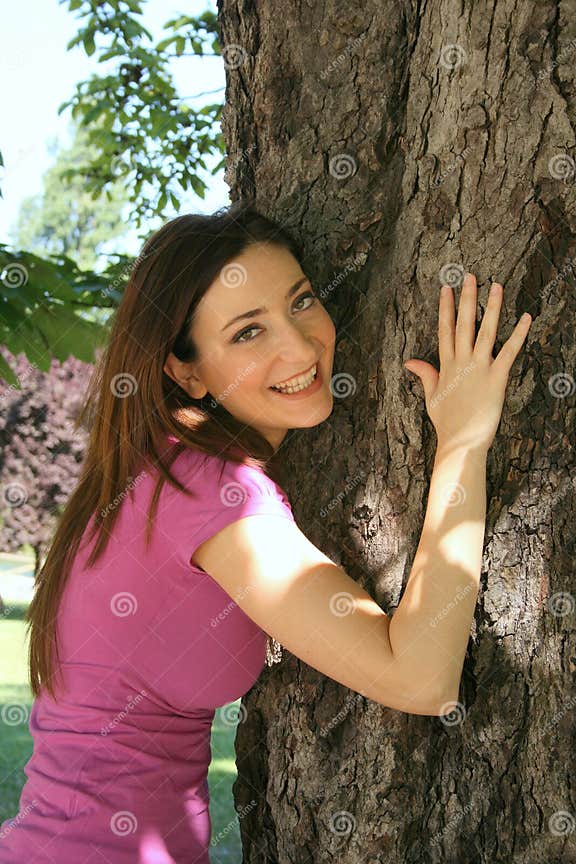 Girl hugging tree stock image. Image of beautiful, appealing - 2836457