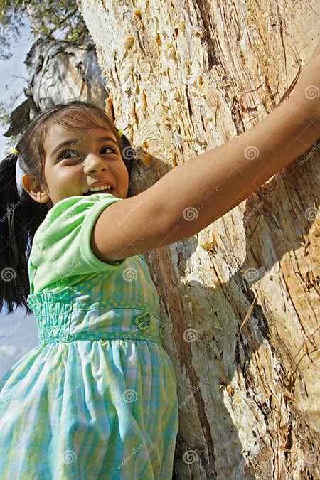 Girl Hugging a Tree stock photo. Image of nature, smiling - 4057796