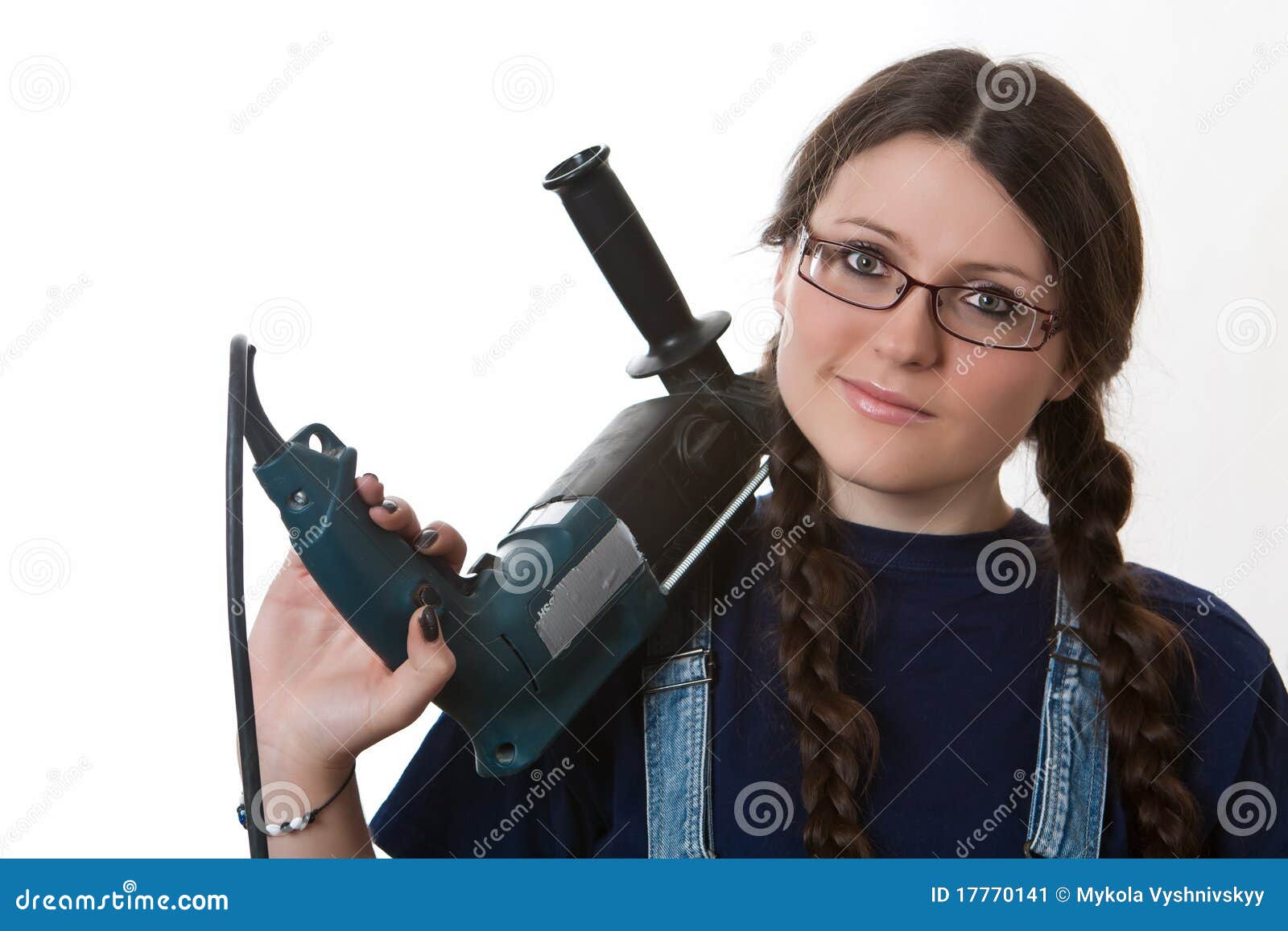 Girl with hummer stock image. Image of uniform, borer - 17770141