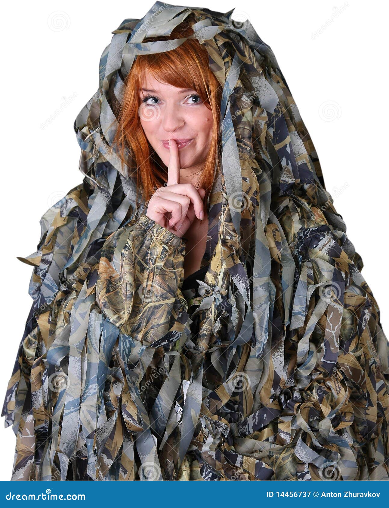 Girl in hunting camouflage stock image. Image of adult - 14456737