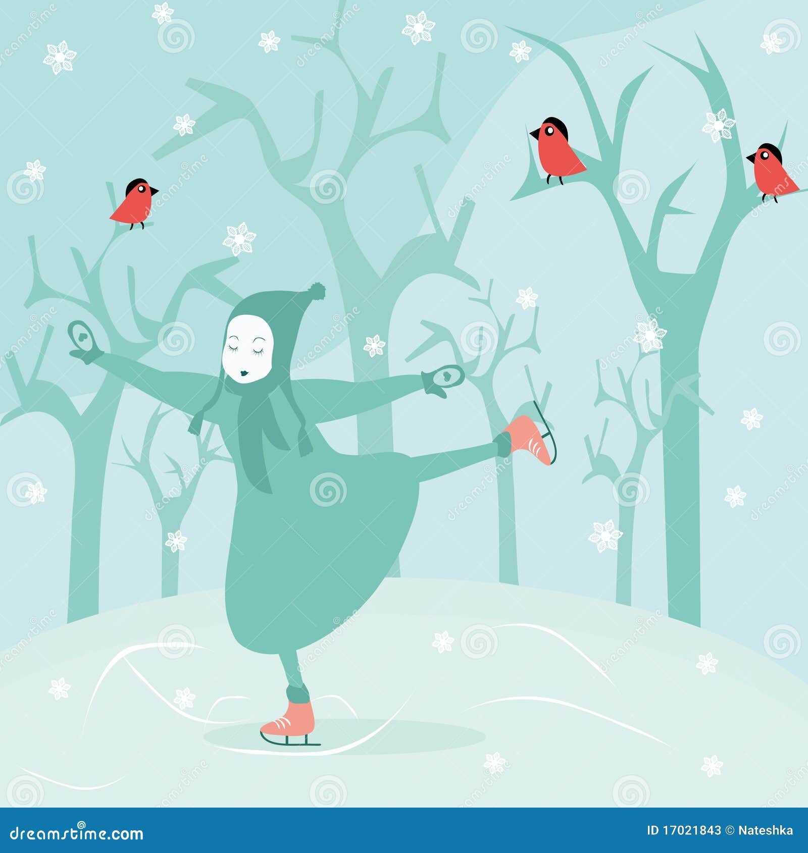 The girl on ice stock vector. Illustration of person - 17021843