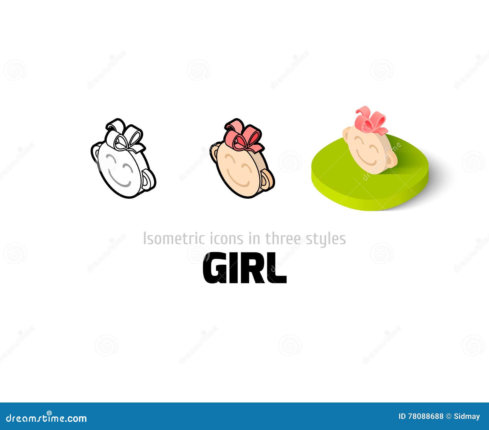 Girl Icon in Different Style Stock Vector - Illustration of element ...