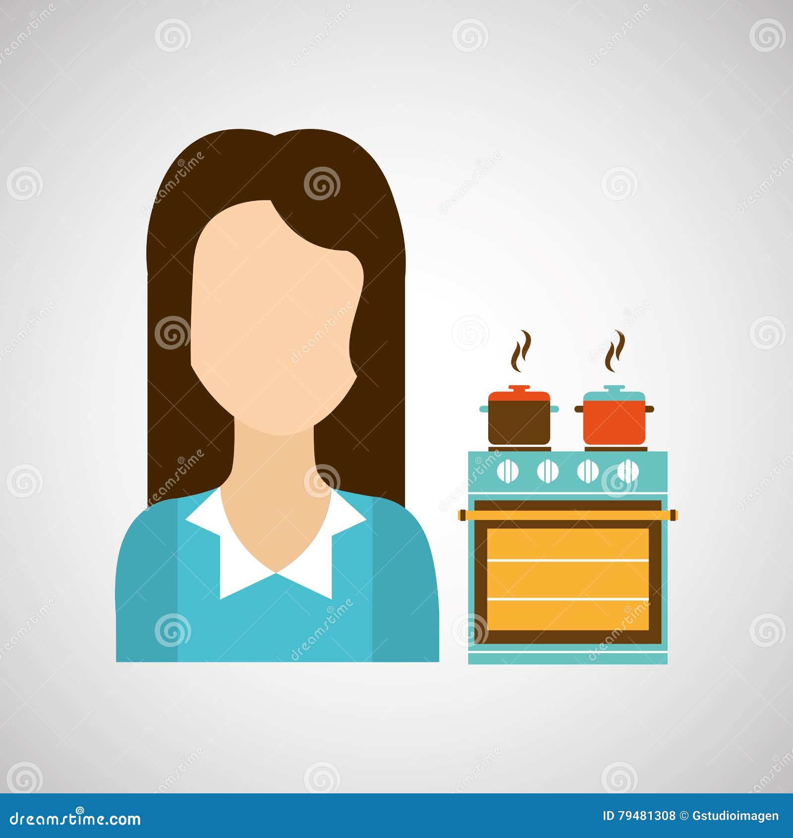 Girl with icon stock illustration. Illustration of menu - 79481308