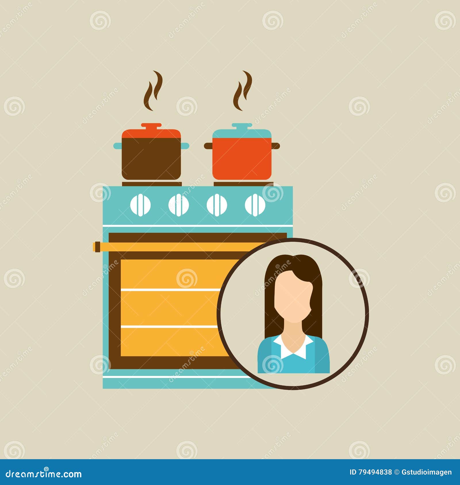 Girl with icon stock illustration. Illustration of generated - 79494838