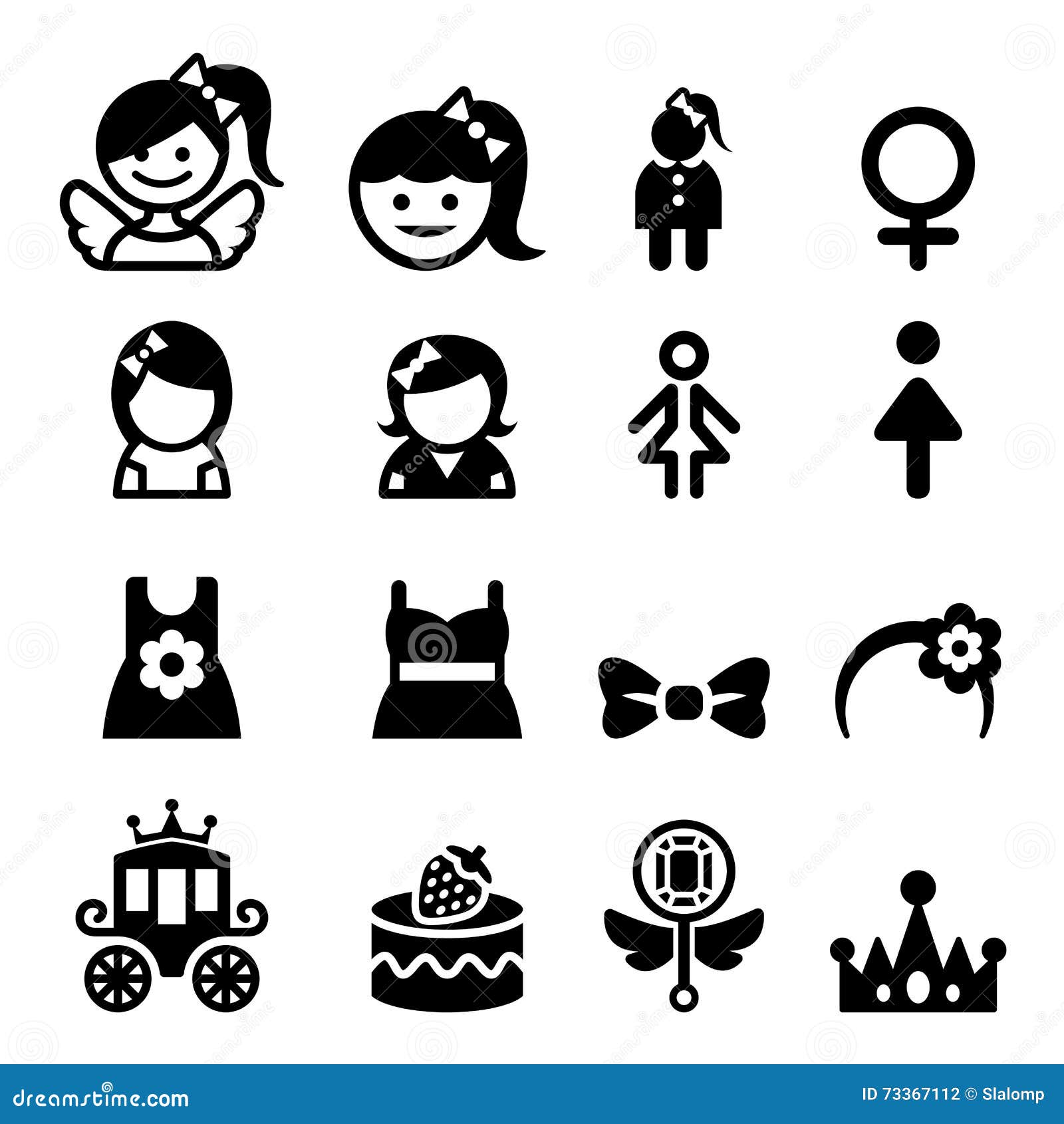 Girl icon set stock vector. Illustration of nice, clipart - 73367112