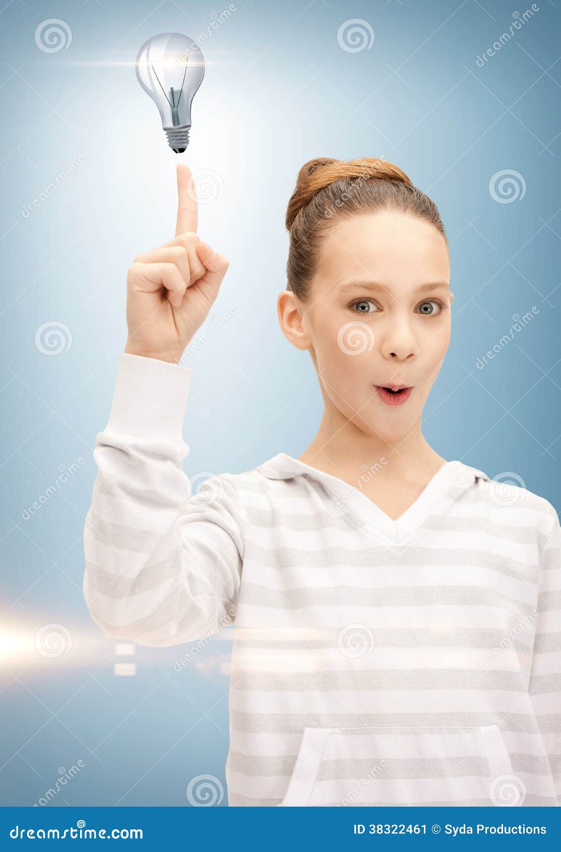 Girl with idea stock image. Image of announcement, idea - 38322461