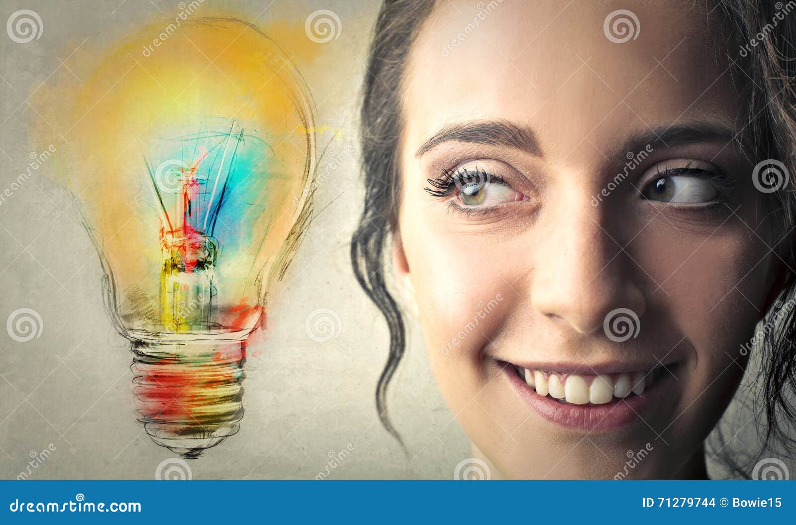 Girl with an idea stock illustration. Illustration of creative - 71279744