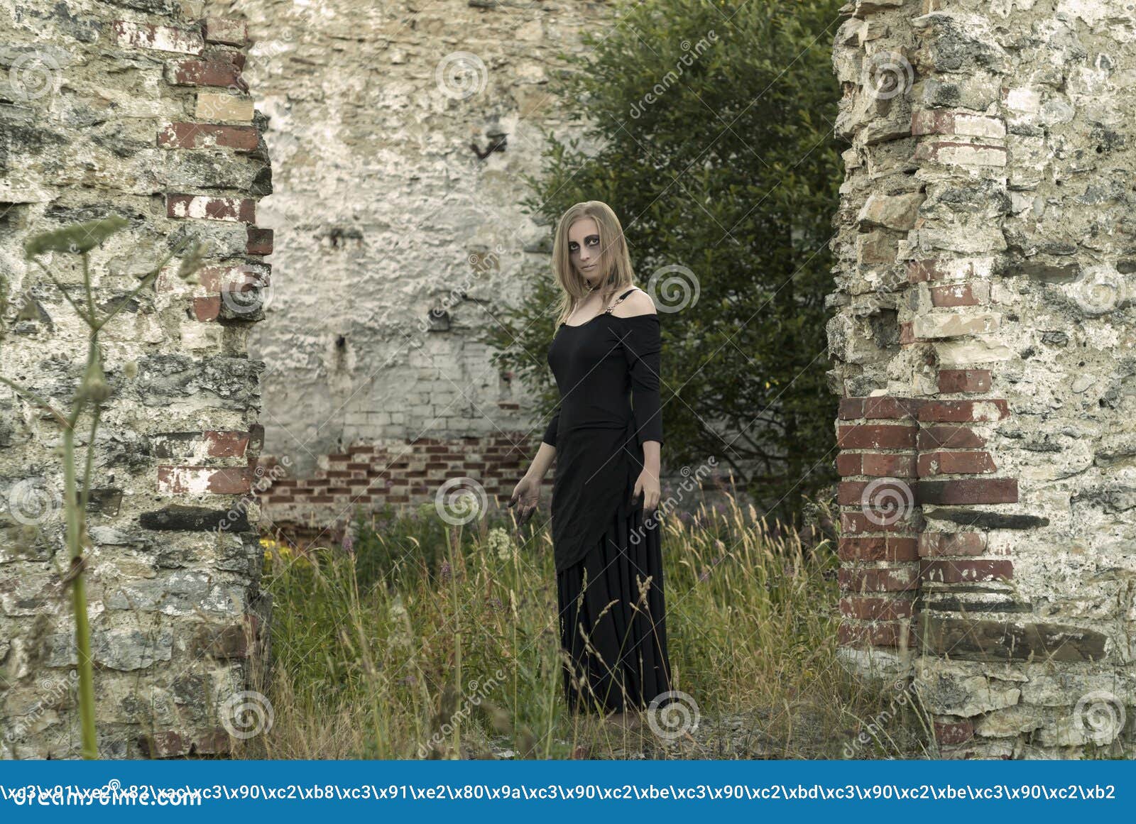 Witch in ancient ruins stock image. Image of heathen - 124210153