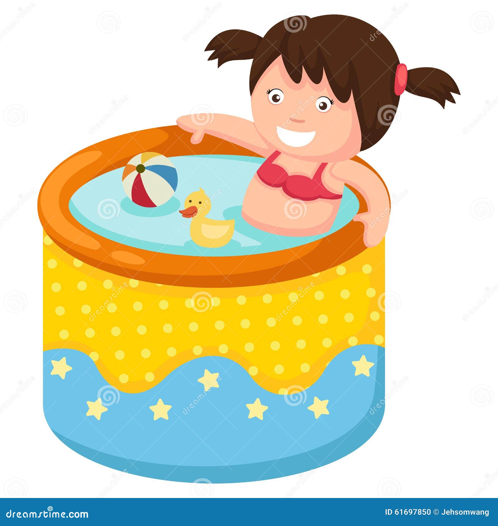 Girl In Inflatable Pool Cartoon Vector | CartoonDealer.com #14346151