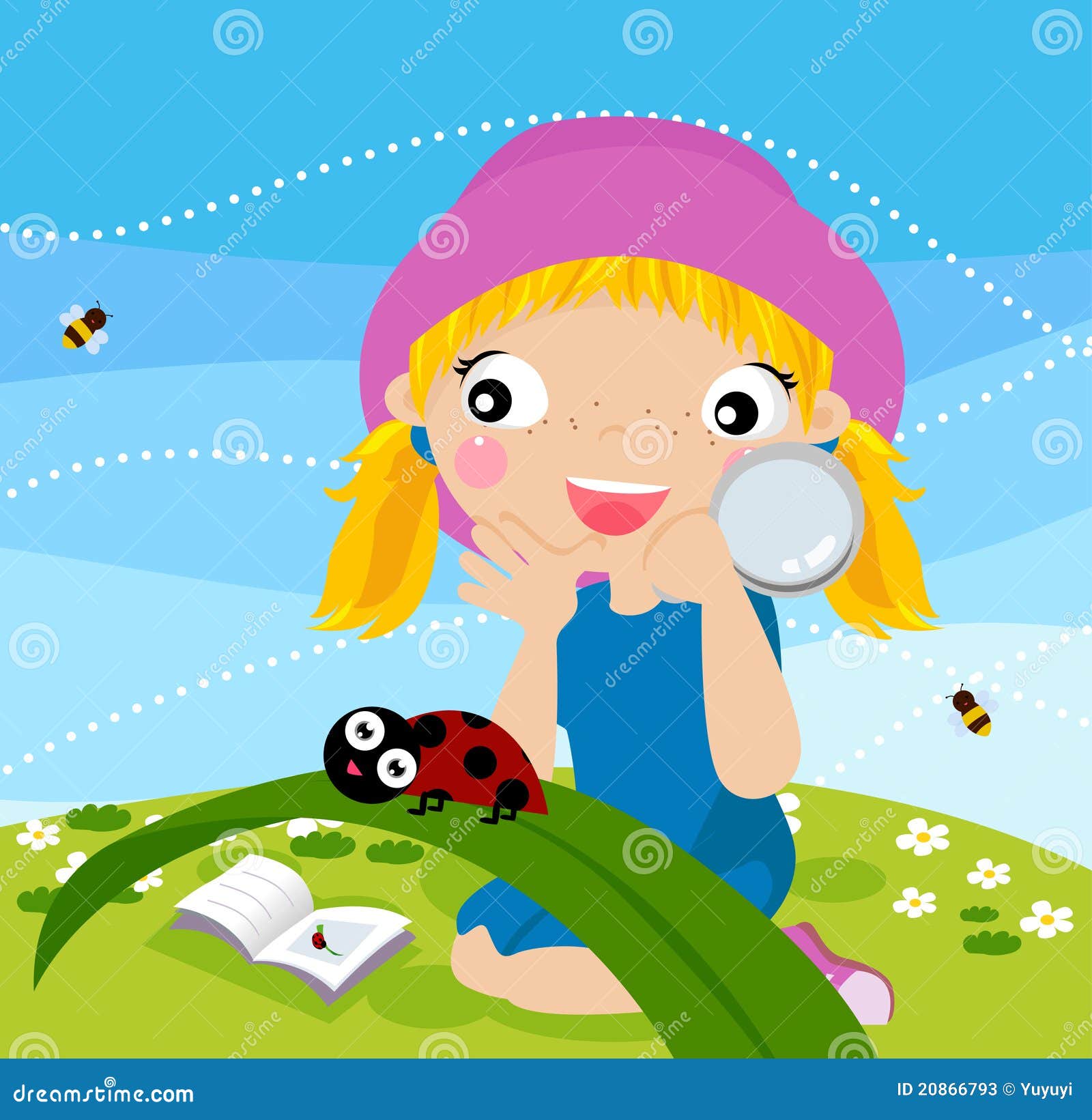 Girl and insect stock vector. Illustration of child, childhood - 20866793