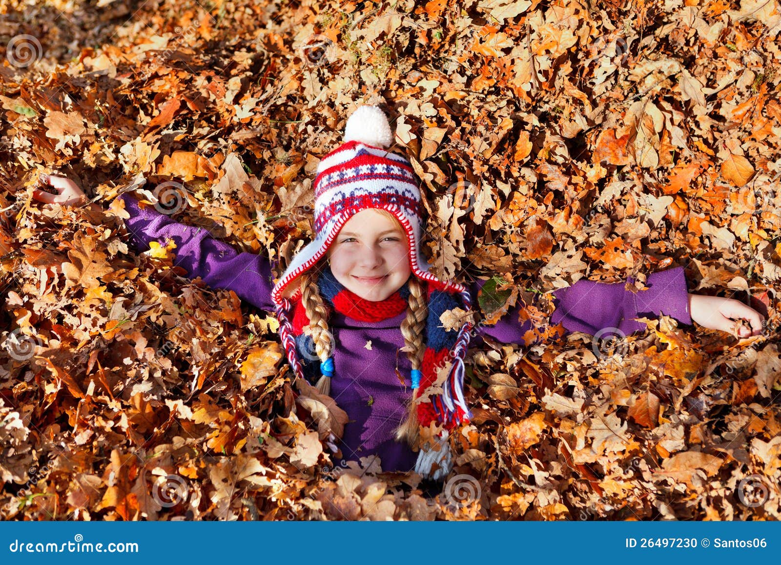 Girl Inside of Autumn Leaves Stock Photo - Image of autumnal, natural ...