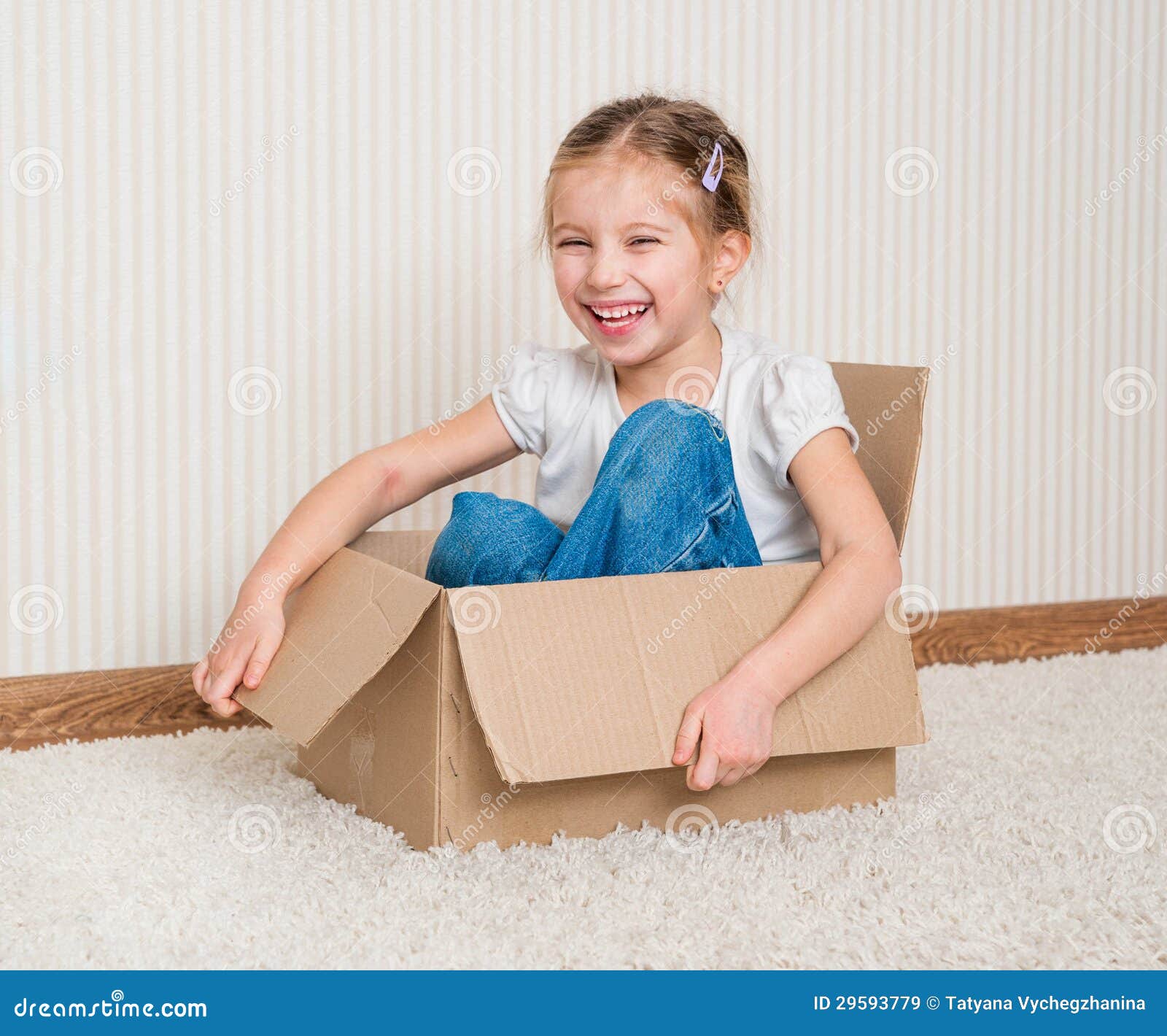 Girl inside a box stock image. Image of cheerful, little - 29593779