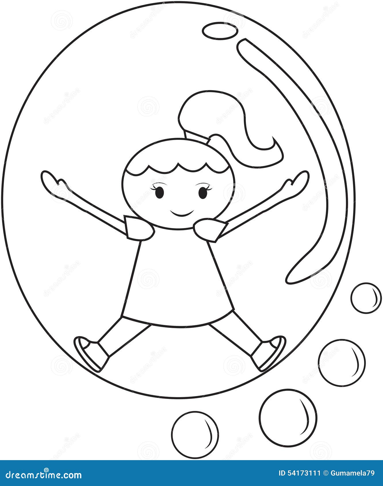 Girl Inside a Bubble Coloring Page Stock Illustration - Illustration of ...