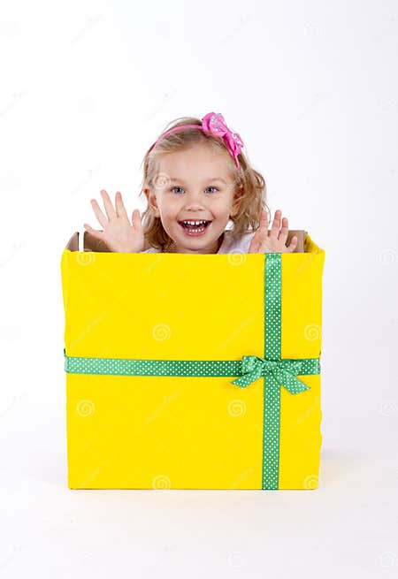 Girl inside a gift box. stock photo. Image of beautiful - 79367370