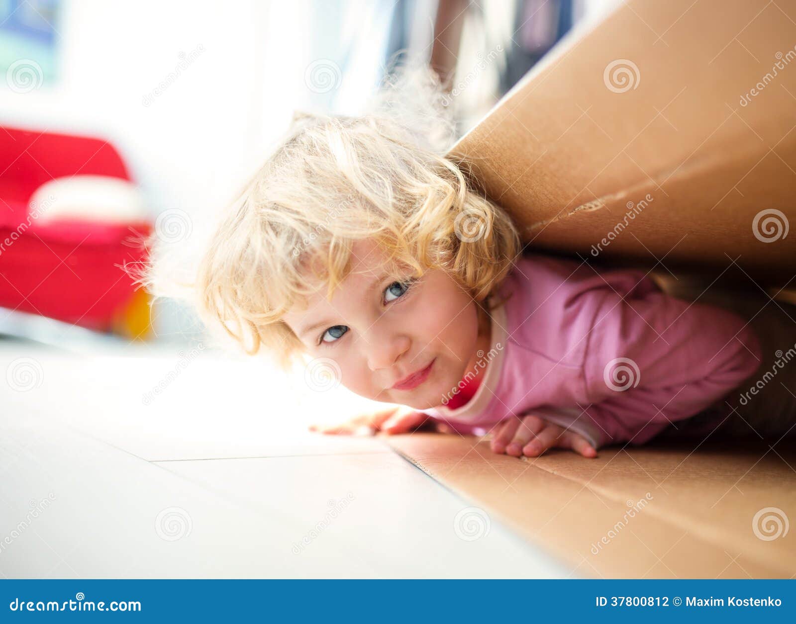 Girl inside a paper box stock photo. Image of inside - 37800812