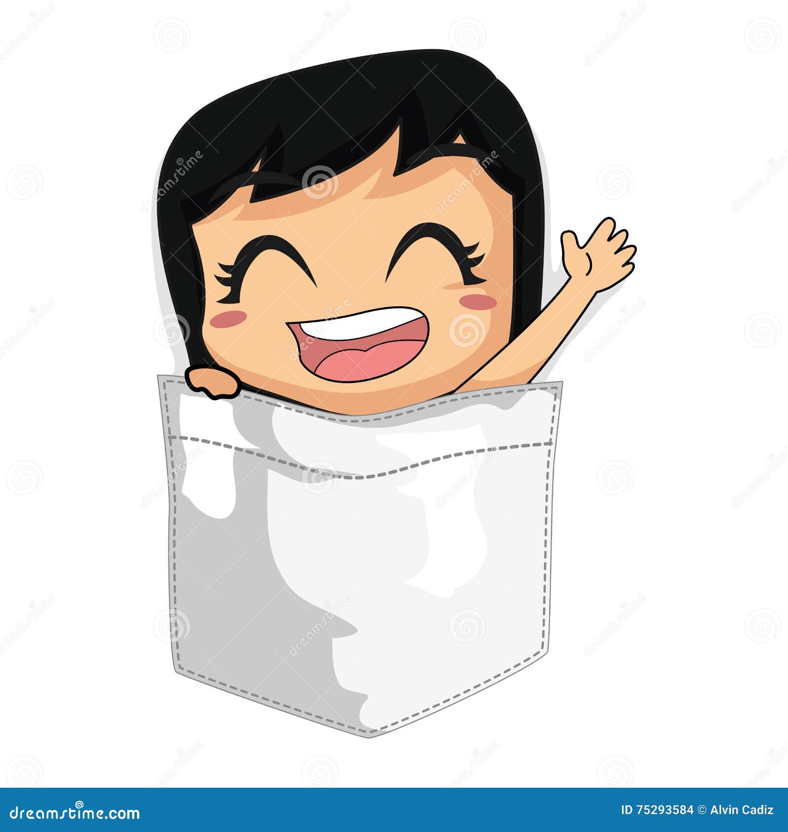 Girl Inside a Pocket stock vector. Illustration of isolated - 75293584
