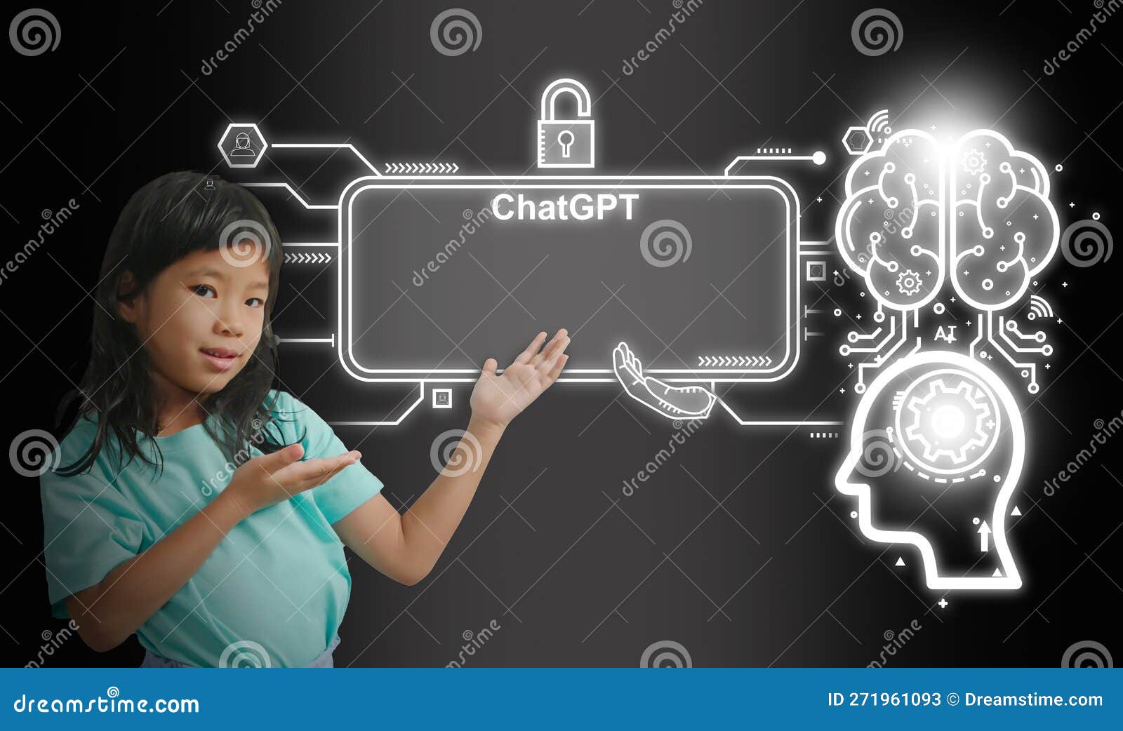 A Girl Introduces Chatting with a Smart AI or Artificial Intelligence ...