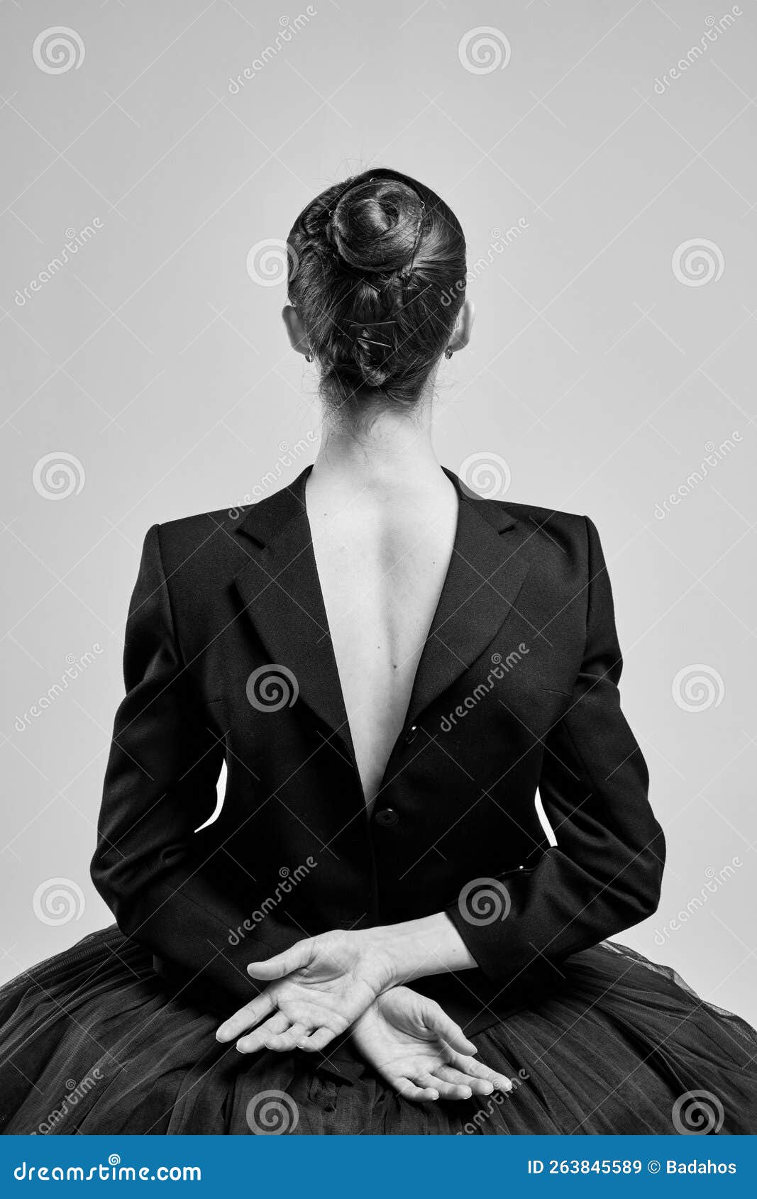 Girl in a Jacket Put on the Back Stock Image - Image of elegant ...