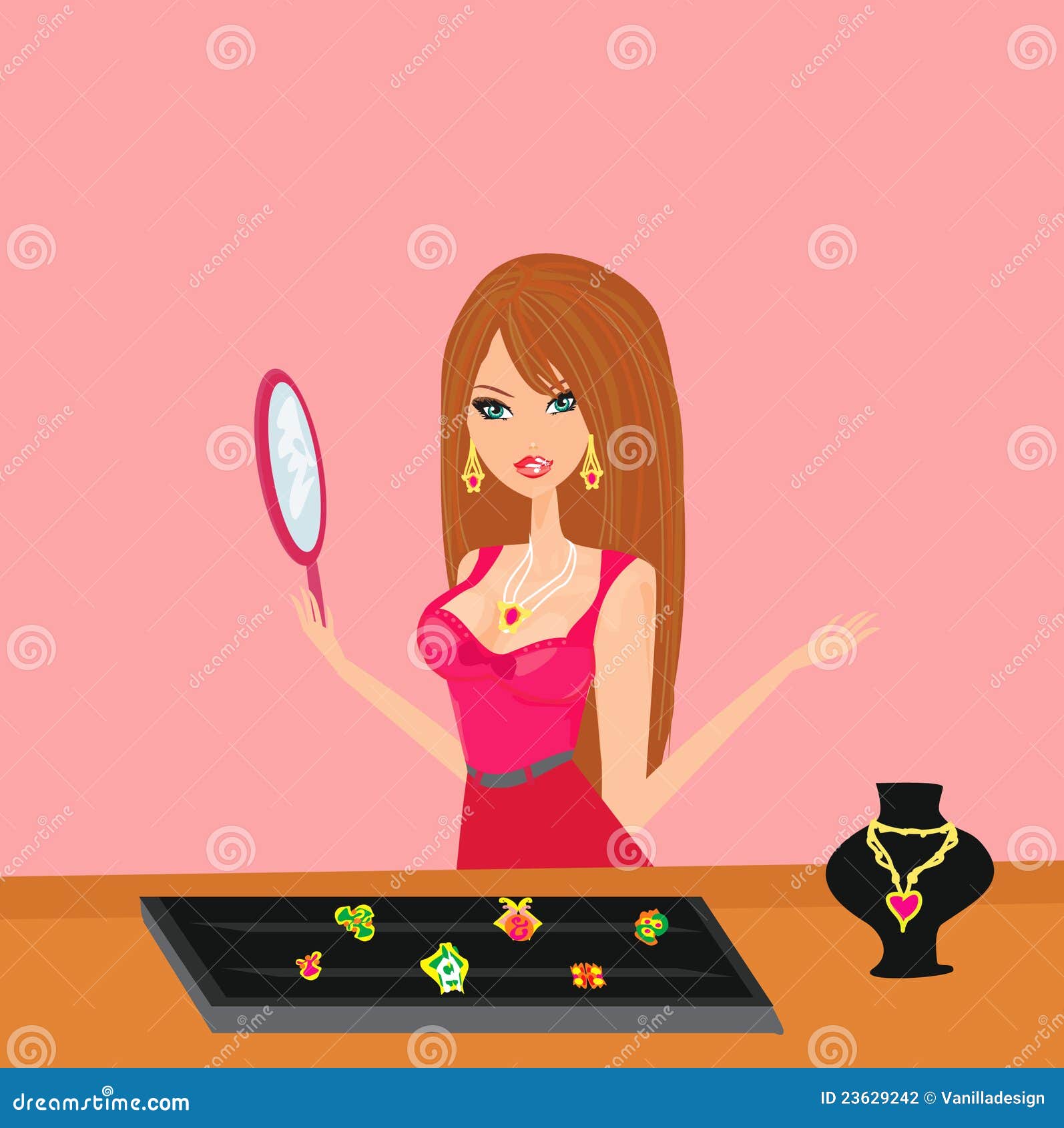Girl and jewellerys stock vector. Illustration of femininity - 23629242